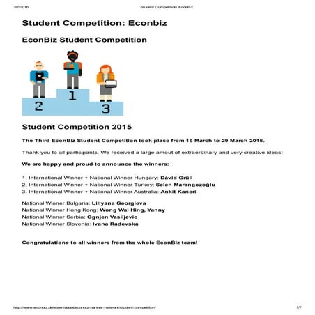 International Winner of Student Competition_ Econbiz | PDF | Technology ...
