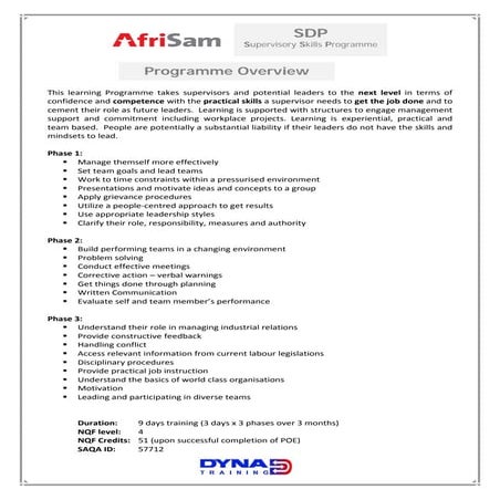 01 SDP Programme Overview (Learner) | PDF