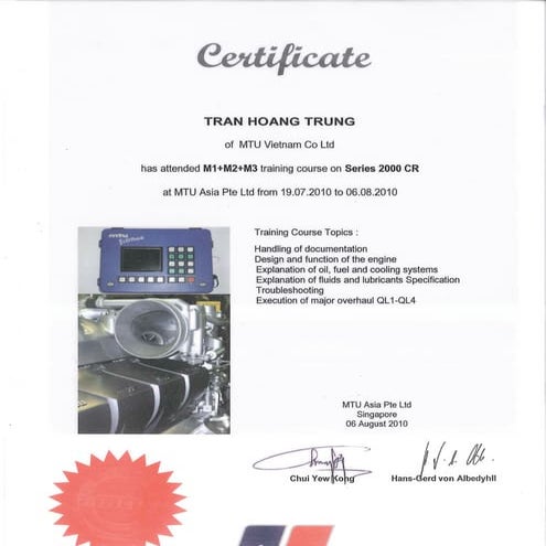 MTU CERTIFICATES | PDF