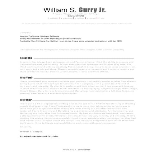 William Curry Resume January 2016 | PDF