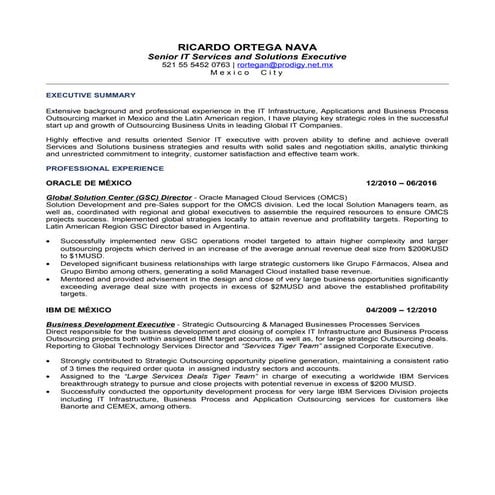CV Ricardo Ortega Nava - Sr IT Services & Solutions ENG3 | DOC