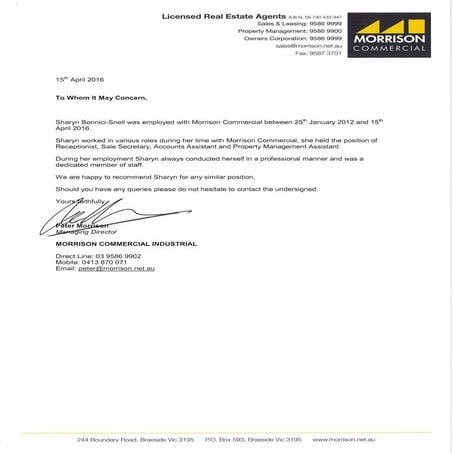 Peter Morrison - Reference Letter | PDF