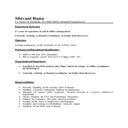 Shivani CV-2 new | PDF