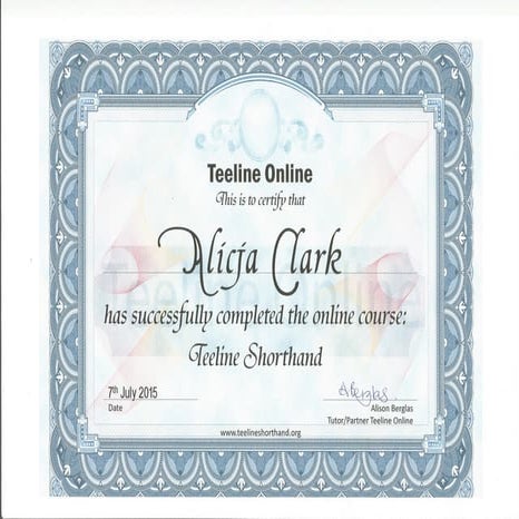 Teeline Certificate 7.7.15 pdf | PPT