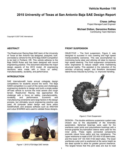 Baja sae india suspension design | PPT