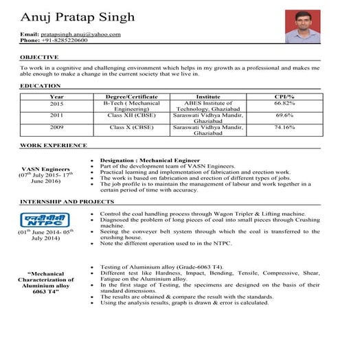 CV Anuj Pratap Singh with experience | PDF