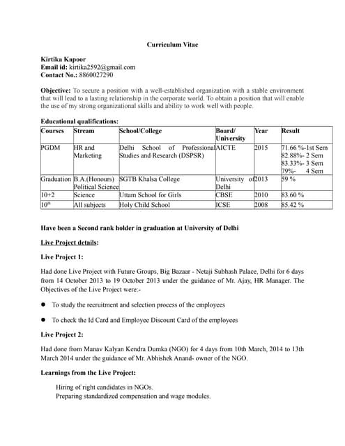 Komal Mangi CV | PDF