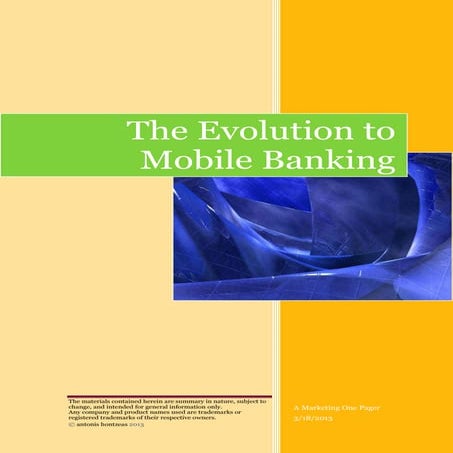 The Evolution to Mobile Banking pdf | PDF | Credit Cards | Personal Debt