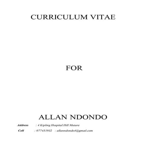Allan Ndondo CV 2 | DOCX | Video Software | Computer Software and ...