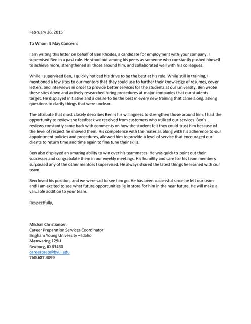 Reference Letter Chaun Davis - Tim Catania | PDF