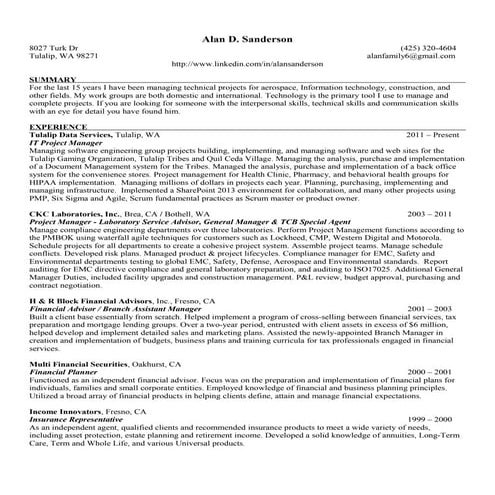 Alan Sanderson Resume | PDF