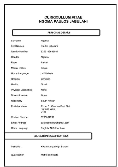 CURRICULUM VITAE. afrikaans docx | DOCX