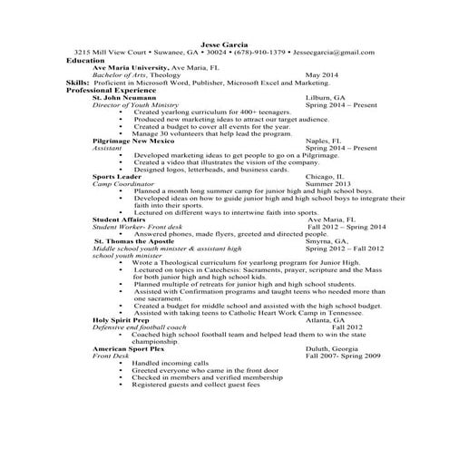 Resume 2015 | PDF | Christianity | Religion & Spirituality