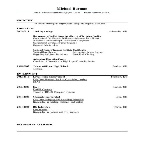 general resume and references | DOCX