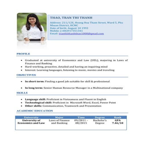 CV_Tran Thi Thanh Thao | PDF