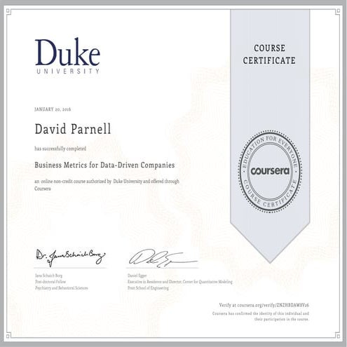 Coursera - Business metrics for Data-Driven Companies (DUKE University ...