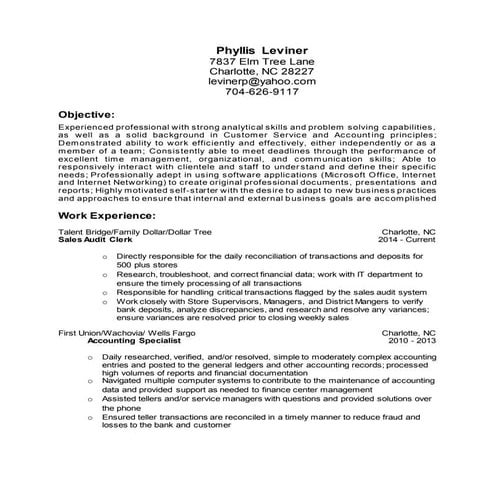 New Phyllis Resume 2016 | DOCX | Business Banking & Finance | Business
