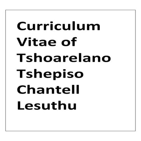 Tshoarelano Tshepiso Chantell Lesuthu | PDF
