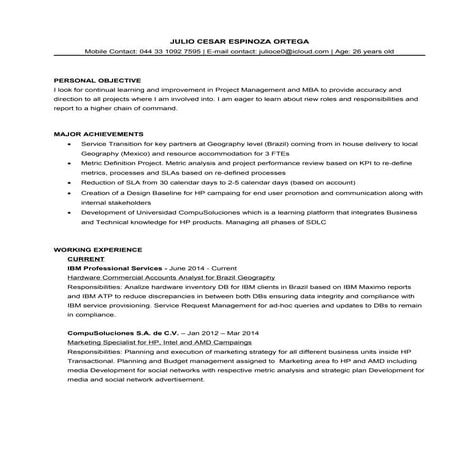 Resume - Julio C. Espinoza | PDF