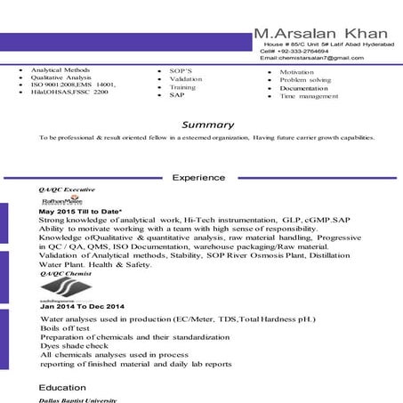 ARSALAN KHAN CV | PDF