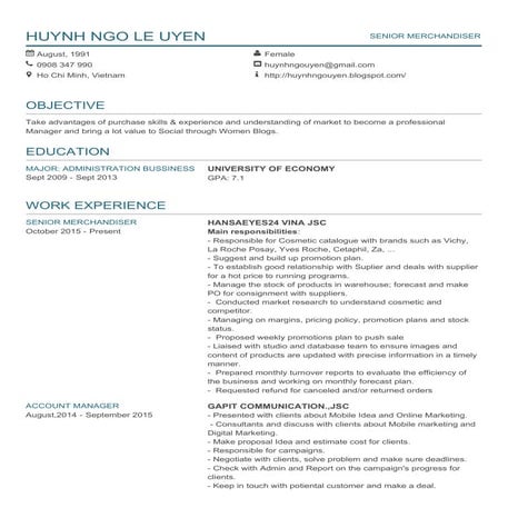 HUYNH-NGO-LE-UYEN-E-CV | PDF