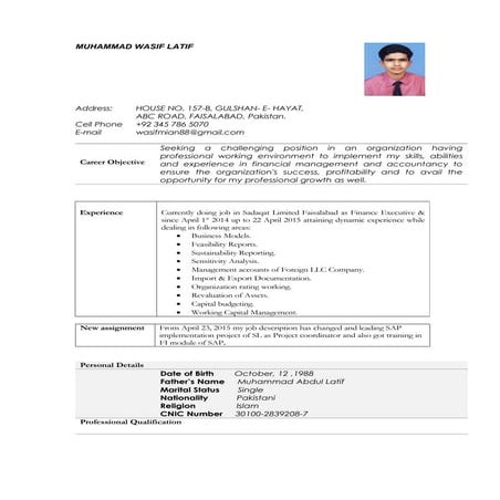 CV MUHAMMAD WASIF LATIF Regn _ S-20100692 | DOC