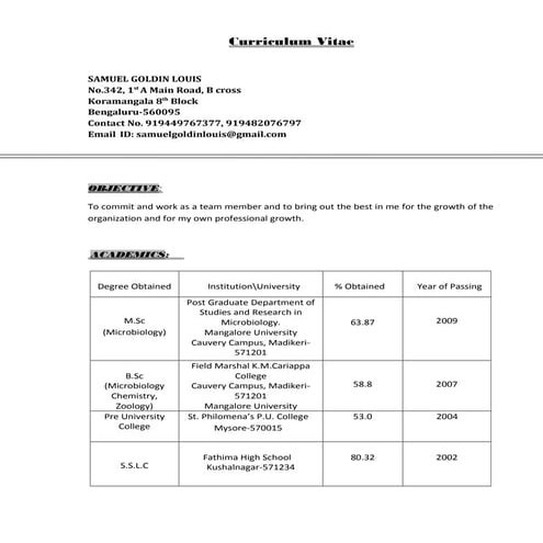 Curriculum Vitae Samuel | DOC