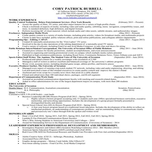 Cory_Burrell_Resume_4315 | PDF | Television | Entertainment