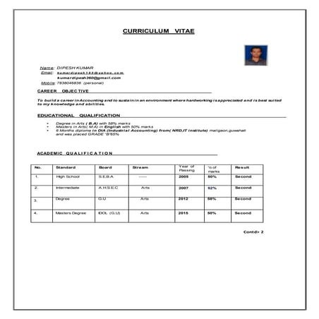 DIPESH KUMAR ( Curriculum Vitae)2 | DOCX | Education