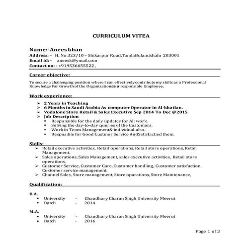 Anitha General Resume | DOCX