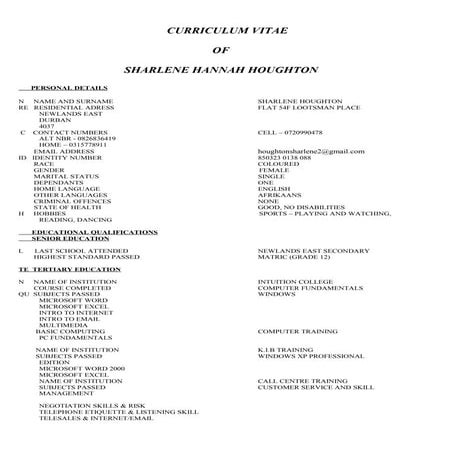 Khensani's CV | DOC