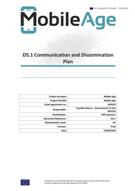 Dissemination plan presentation | PPT