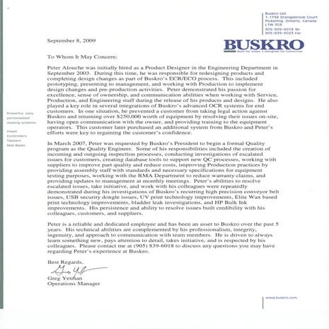 Reference Letter - Buskro Operations Manager | PDF