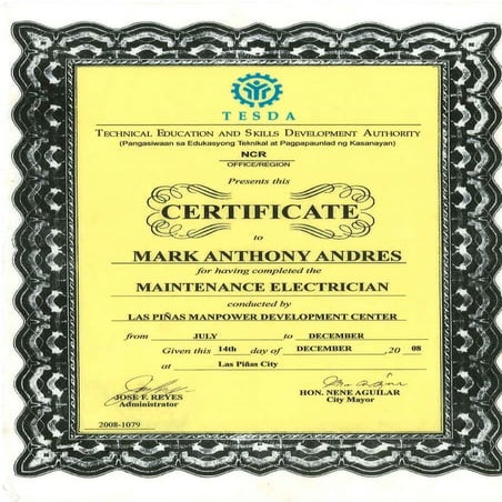 TESDA Cert | PDF