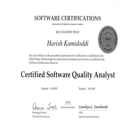 CSQA Certificate | PDF