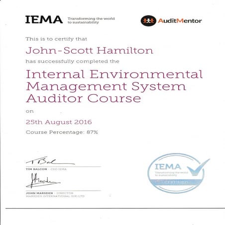 IEMA Certificate | PDF