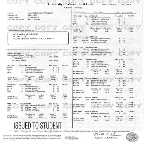 College Transcripts | PDF