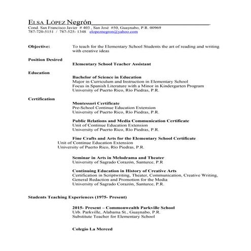 Mi resume para escuelas-2016 | DOC | Professional School | Postgraduate Education