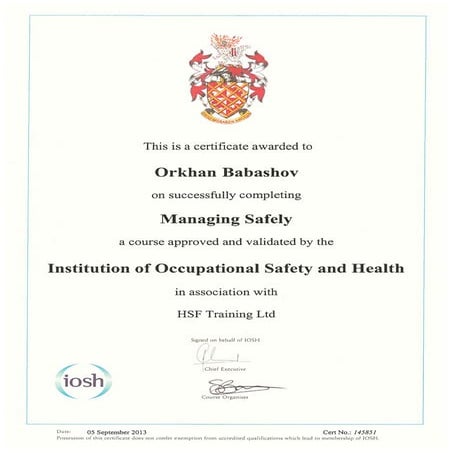 IOSH Managing Safely | PDF