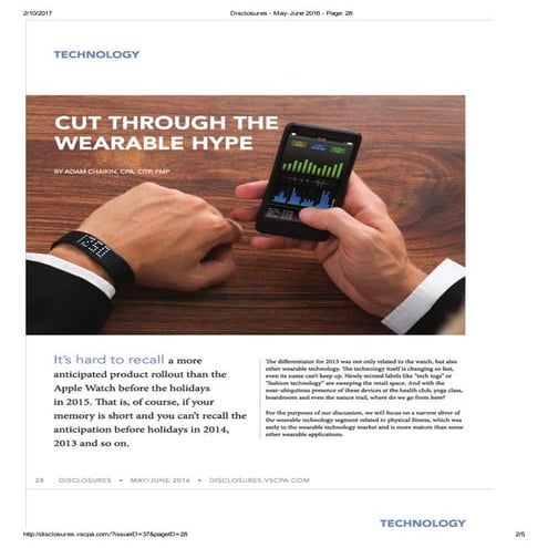 Cut Through the Wearable Hype- Disclosures - May-June 2016 - Page_ 28 | PDF