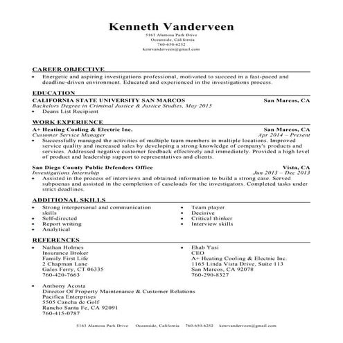 Kenneth Investigations Resume | PDF
