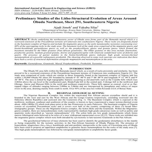 Preliminary Studies of the Litho-Structural Evolution of Areas Around ...