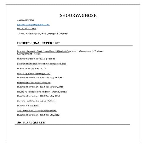 Shourya Ghosh_cv updated | PDF