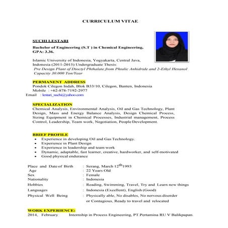 Curriculum Vitae Suchi Lestari (2) | PDF