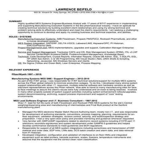 Resume (MES) Online | DOC