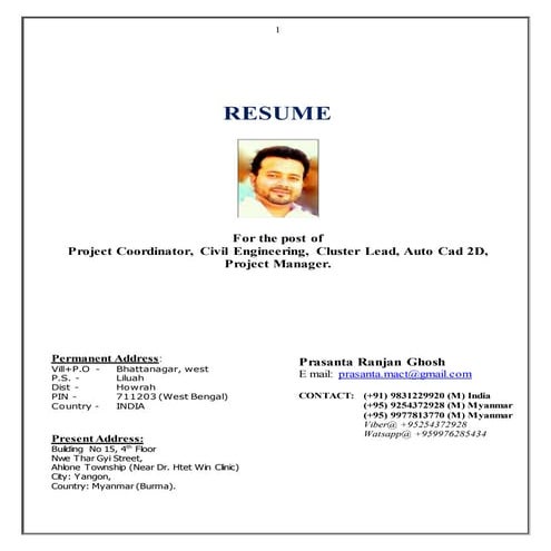 RESUME of Prasanta Ghosh | PDF