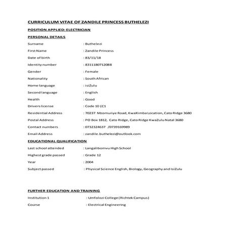 ZANDILE P BUTHELEZI CV - Copy | DOCX