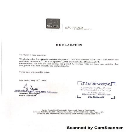 Reference Letter - Novotel | PDF