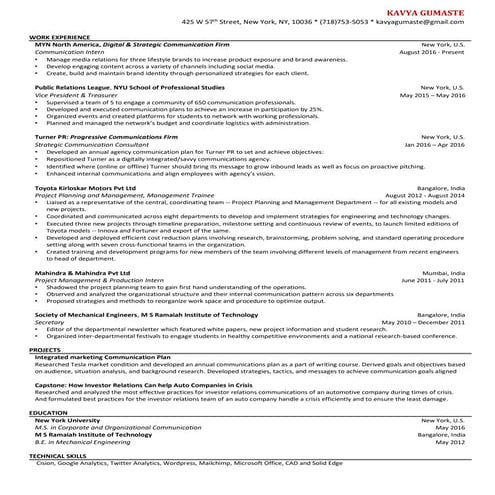 Resume _ Kavya Gumaste | PDF | Business | Business and Finance