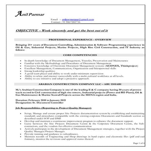 Anil Parmar - Resume - Document Controller | DOCX